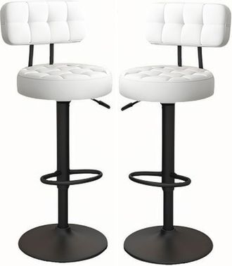 Generic Drehbare, H&ouml;henverstellbare Barhocker (2Er-Set), Gepolstert mit Pu-Leder und R&uuml;ckenlehne, Stabile Metallbeine, 60-80 cm Hoch, Ideal f&uuml;r K&uuml;cheninseln u