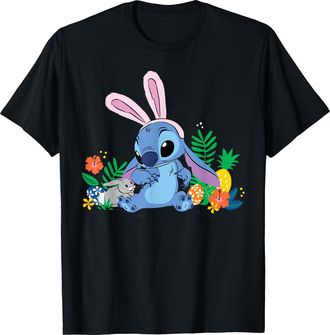 Disney Stitch Easter Bunny Ears & Eggs Tropical Spring Pals T-Shirt