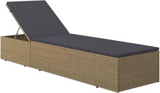 vidaXL Sonnenliege Poly Rattan Braun und Dunkelgrau vidaXL