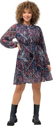 Ulla Popken Robe plissée avec imprimé Cachemire, Noir, 56-58 Femme