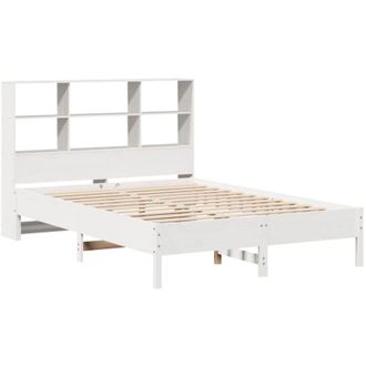 vidaXL Lit biblioth&egrave;que sans matelas blanc 120x190 cm bois pin massif Vidaxl