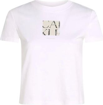 Calvin Klein Jeans Femme, Tops, Blanc, Taille: 34 FR Cotton T-Shirt