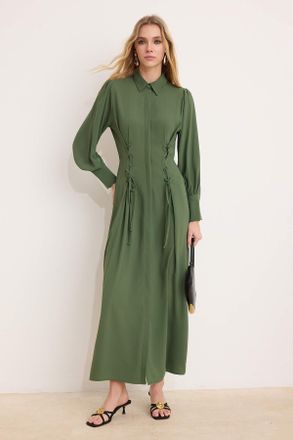 Trendyol Modest Damen Khaki Einfarbig Maxi Lang Elegant/Abend Skater Modest Kleider