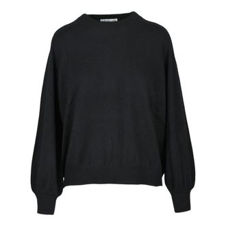 Ballantyne Kaschmir Rundhals Puff&auml;rmel Pullover - - Knitwear - Damen - Schwarzk - L