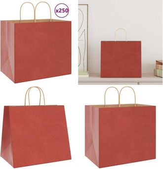 vidaXL Vidaxl - Papiertragetaschen 250 Stk. mit Henkeln Rot 32x22x28 cm
