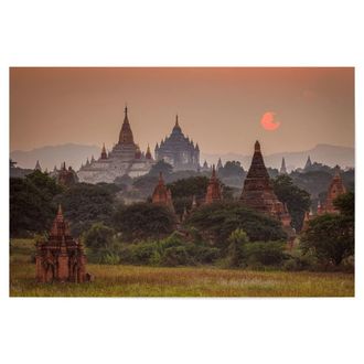 artboxONE Poster 75x50 cm Reise Sonnenaufgang bei Bagan hochwertiger Design Kunstdruck - Bild Bagan Bagan Buddhismus