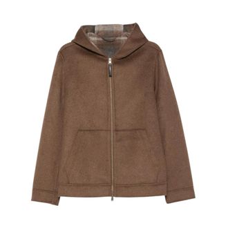 Woolrich Doppel Woll Kapuzenjacke - - Sweatshirts & Hoodies - Herren - Braun - L