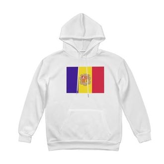 Generic Sweat &Agrave; Capuche Patriotique Andorre Drapeau Amusant Drapeau Imprim&eacute; Graphique Sweat &Agrave; Capuche avec Poches Doublure Polaire Femmes Hoodie Plusieurs Cou
