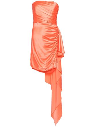 Michelle Mason robe-bustier courte à fronces - Orange