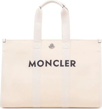 Moncler Homme, Sacs, Beige, Taille: ONE Size Logo-detail Canvas Tote Bag