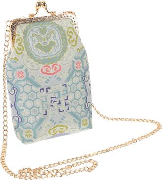 IFUNDOM Vintage Bestickte Crossbody Handytasche f&uuml;r Damen Kleine Florale Schultertasche mit M&uuml;nzfach Handgefertigte Ethnische Umh&auml;ngetasche mit Kette Blau