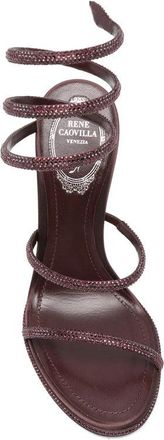 Rene Caovilla Crystal-Embellished Heel Sandal - Brown