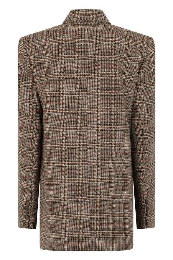 Womens Checked Jacket Black Black-Natural Virgin Wool Blazers Black/natural