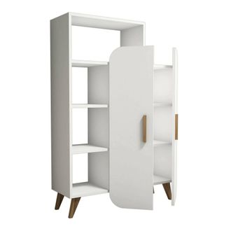 Dmora Dmora - Credenza Capella, Buffet Da Soggiorno, Madia Da Salotto, Dispensa Da Cucina, 90x32h132 Cm, Bianco, Con Imballo Rinforzato, Con Imballo Rinforz