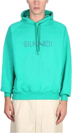 Sunnei Sunnei, Homme, Sweatshirts et sweats &agrave; capuche, Vert, Taille: L Sweat &agrave; capuche brod&eacute;