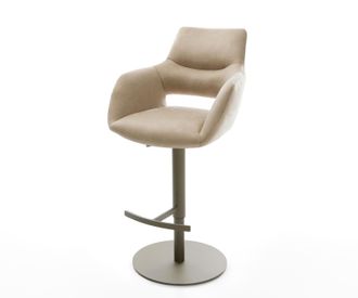 DELIFE Barstuhl Yago-Flex Mikrofaser Beige Vintage Drehfu&szlig; h&ouml;henverstellbar Metall Titanfarben Taschenfederkern, Barst&uuml;hle