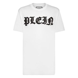 Philipp Plein Homme, Tops, Blanc, Taille: 3XL T-shirt Col Rond SS Gothic Plein