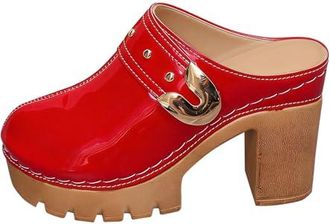 Generic Pantoufles fra&icirc;ches &agrave; talons hauts grande taille printemps et &eacute;t&eacute; nouveaux styles &eacute;pais sur pantoufles pour femmes sandales de yoga pour femmes, Rouge