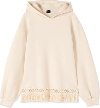 Oltre Kapuzenpullover mit Fransen - - Sweatshirts & Hoodies - Damen - Beige - L