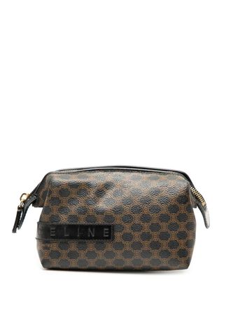 Celine pochette Cosmetic en toile enduite &agrave; motif Macadam (2001) - Marron