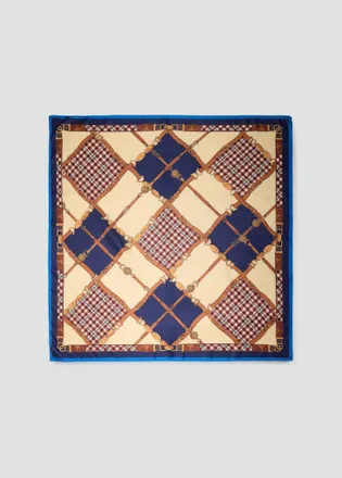 Mango Foulard imprim&eacute; losanges bleu - Femme - Taille unique - MANGO