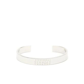 Maison Margiela Silberfarben Graviertes Logo Manschettenarmband - - Accessories - Damen - Grau - XL