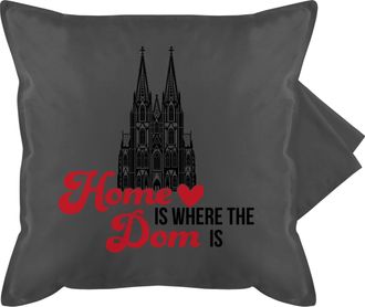 Shirtracer Kissenbezug - Karneval & Fasching - Kissen - Home is where the Dom is Köln I - 50 x 50 cm - Grau - mit kölner karnevalskissen fasching- sofakissen cus