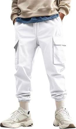 Generic Pantalon de surv&ecirc;tement respirant pour homme - Coupe d&eacute;contract&eacute;e - Pour le sport et les loisirs - Taille &eacute;lastique - L&eacute;ger et confortable, blanc, XXL