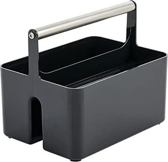 mDesign Duschablage aus Kunststoff, Aufbewahrungskorb, unterteilter Korb - Metallgriff für Badezimmer, Wohnheim, Küche, hält Seife, Shampoo, Spülung - Aura-Ko