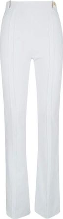 Elisabetta Franchi Femme, Pantalons, Blanc, Taille: 42 FR Pantalon avec d&eacute;tails dor&eacute;s