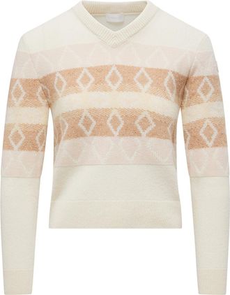 Moncler Pull à col en V en laine à motif losange