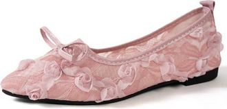 Generic Ballerines plates &agrave; bout pointu pour femme en maille avec semelle souple l&eacute;g&egrave;re et confortable pour les f&ecirc;tes, rose, 40.5 EU