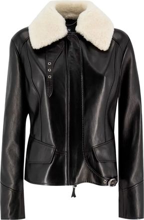 Ermanno Scervino veste en cuir à col lainé - Noir