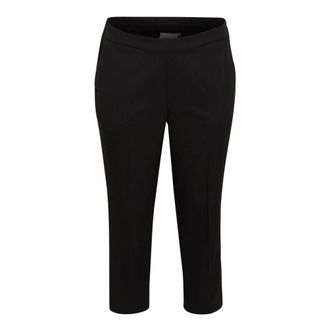 Kaffe Curve Schwarze Cropped Hose Straight-Leg Stil - - Trousers - Damen - Schwarzk - 7XL