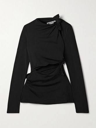 Acne Studios Oberteil Aus Stretch-jersey Mit Raffungen, Cut-outs Und Knoten - Schwarz