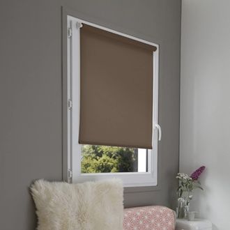 Mad&eacute;co Fensterrollo, lichtdurchl&auml;ssig, ohne Bohren, Schokoladenbraun, L 41 x H 170 cm