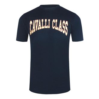 Cavalli Varsity Logo Marineblaues T-shirt