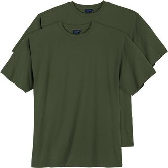 Adamo Rundhalsshirt Adamo 2er-Pack Basic T-Shirt &Uuml;bergr&ouml;&szlig;e oliv