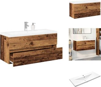 vidaXL Waschbeckenunterschrank mit Einbaubecken Altholz-Optik - Waschbeckenschrank Mit Einbaubecken - Waschbeckenschränke Mit Einbaubecken - Bad Waschtisch