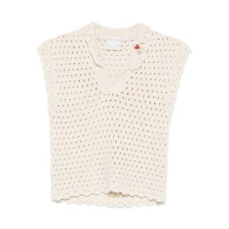 Forte_Forte Femme, Tops, Beige, Taille: 40 FR Top en crochet de coton