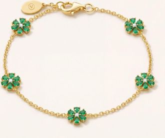 VEYNOU Veynou Armband Full Bloom Aus 14 Karat Gelbgold Und 1,55ct. Smaragde Und 0,17ct. Lab-Grown Diamanten gold