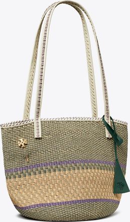 Tory Burch Gro&szlig;e handgewebte Tote Bag aus Korbgeflecht