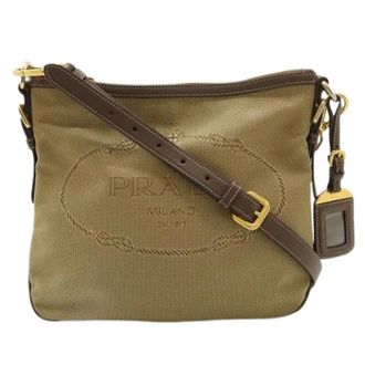 Prada Pre-owned Sac bandouli&egrave;re 2-en-1 Logo Jacquard - Femme - Pre-owned - Beige - Taille: ONE Size