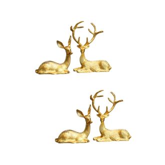 Cabilock Goldene Rentier Deko 4 St&uuml;ck Basteltisch Rentier Mini-Ornament Rentierfiguren Elch Figur Gartendekoration Gartendeko Rostoptik Bausatz Raumdekor-kit W