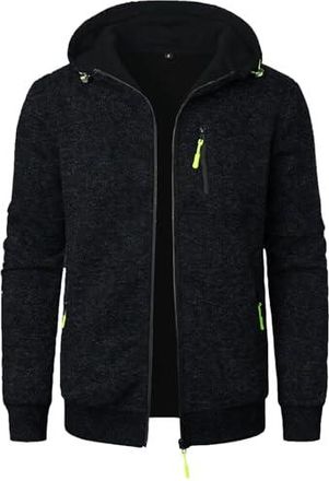 Generic Sweat &agrave; capuche l&eacute;ger &agrave; fermeture &eacute;clair pour homme - Pour printemps et automne - Unisexe - D&eacute;contract&eacute; - Fermeture &eacute;clair int&eacute;grale, Noir, 3XL