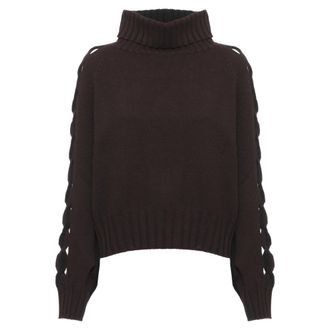 D.exterior Rollkragenpullover mit Cut-Outs - - Knitwear - Damen - Braun - S