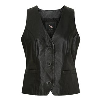 BTF-CPH Klassische Lederweste mit V-Ausschnitt - - Jackets - Damen - Schwarzk - XS