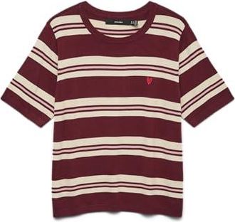 Vero Moda O-Neck Pullover Vmcarmelia SS Pull &agrave; col Rond, Pourpre, S Femme