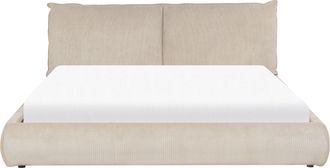 Beliani Polsterbett Cord beige/Taupe 180 x 200 cm mit gepolstertem Kopfteil Vinay
