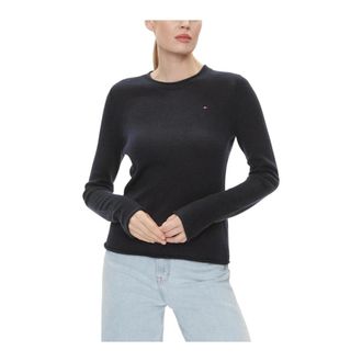 Tommy Hilfiger Femme, Pulls, Bleu, Taille: 38 FR Pull en Laine &agrave; Col Rond